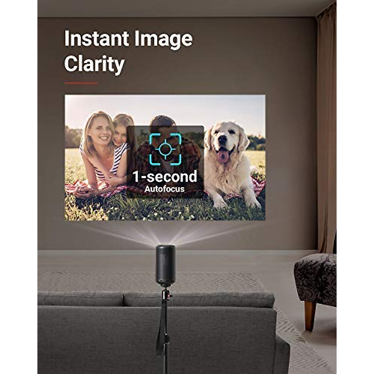 Anker Nebula Capsule Max, Pint-Sized Wi-Fi Mini Projector, 200 ANSI Lumen Portable Projector, 8W Speaker, Movie Projector, 100 Inch Picture, 4-Hour Video Playtime, Outdoor Projector (Renewed)