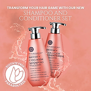 Biotin and Collagen Hair Growth Set - Shampoo and Conditioner for Women with Coconut Oil, Argan and Jojoba Oil for Thinning Hair (17 Fl Oz)