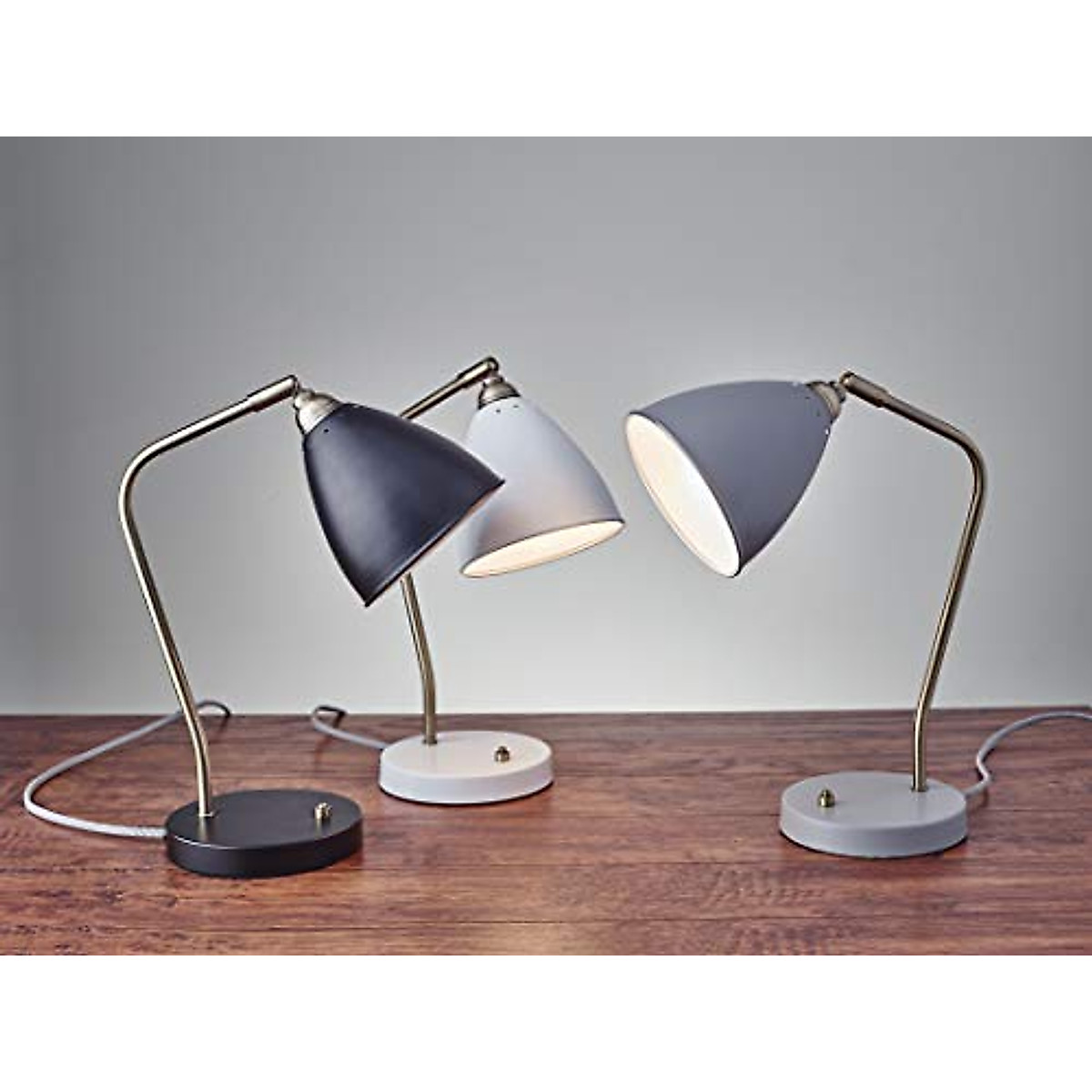 Adesso 16"-21" USB Desk, Smart Outlet Compatible Home 3463-01 Transitional One Light Table Lamp from Chelsea Collection in Two-Tone Finish, 11.00 inches, Painted Brass/Black