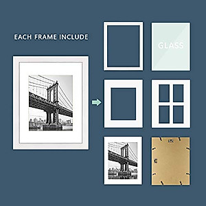 Hap Tim 11x14 Picture Frame Set of 2,Each White Wood Pattern Frame with 2 Mats,Display 8x10 or Four 4x6 Photos with Mat,11x14 Picture Without Mat for Wall Display(CWH-11x14-CB)