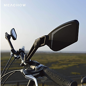 MEACHOW New Scratch Resistant Glass Lens,Handlebar Bike Mirror, Adjustable Safe Rearview Mirror, Bicycle Mirror (Silver Left Side) ME-003LS