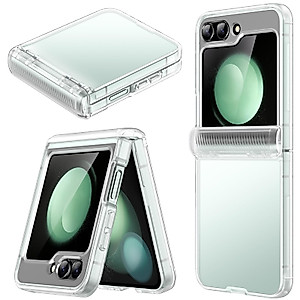 JETech Case for Samsung Galaxy Z Flip 5 2023 with Hinge Protection, Heavy Duty Rugged Protective Hard PC Phone Cover, Anti-Fingerprint Matte Finish (Frosted Clear)