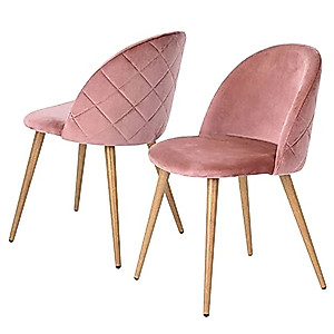 ExAchat A Set of 2/4/6 Velvet-Backed upholstered Dining Chairs with a Simple and Stylish Design, which can Perfectly Match Your Dining Room, Living Room or Bedroom. (2, Pink)