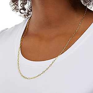 Amazon Essentials 14K Gold Plated Paperclip Chain Necklace 24" , Yellow Gold
