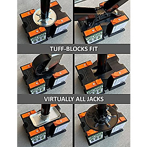 TUFF-Block by Dock N Stow Trailer Jack Blocks for RV Camper, 5th Wheel, Boat | Works w/Any Tongue Jack, Post, Scissor Stabilizer or Foot (Round or Square) | Stand Supports 10,000 lbs | Orange Stops