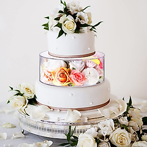 Weysat 2 Pcs Acrylic Fillable Cake Stand 7 Inch and 4.7 Inch Clear Cake Riser Round Cake Tier Decorative Cylinder Stand for Wedding Birthday Party(10''D x 4''H, 6''D x 4''H)