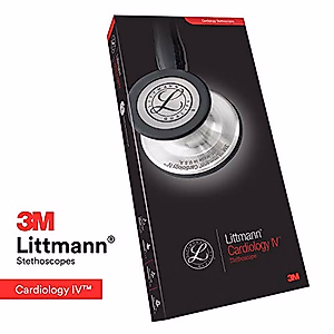 3M Littmann Cardiology IV Diagnostic Stethoscope, 6201, More Than 2X as Loud*, Weighs Less**, Stainless Steel Black-Finish Chestpiece, 27" Black Tube, Blue Stem, and Black Headset