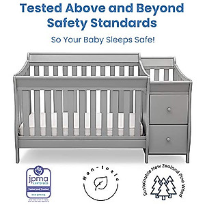Delta Children Bentley S Convertible Crib N Changer, Grey + Serta Perfect Slumber Dual Sided Recycled Fiber Core Crib and Toddler Mattress (Bundle)