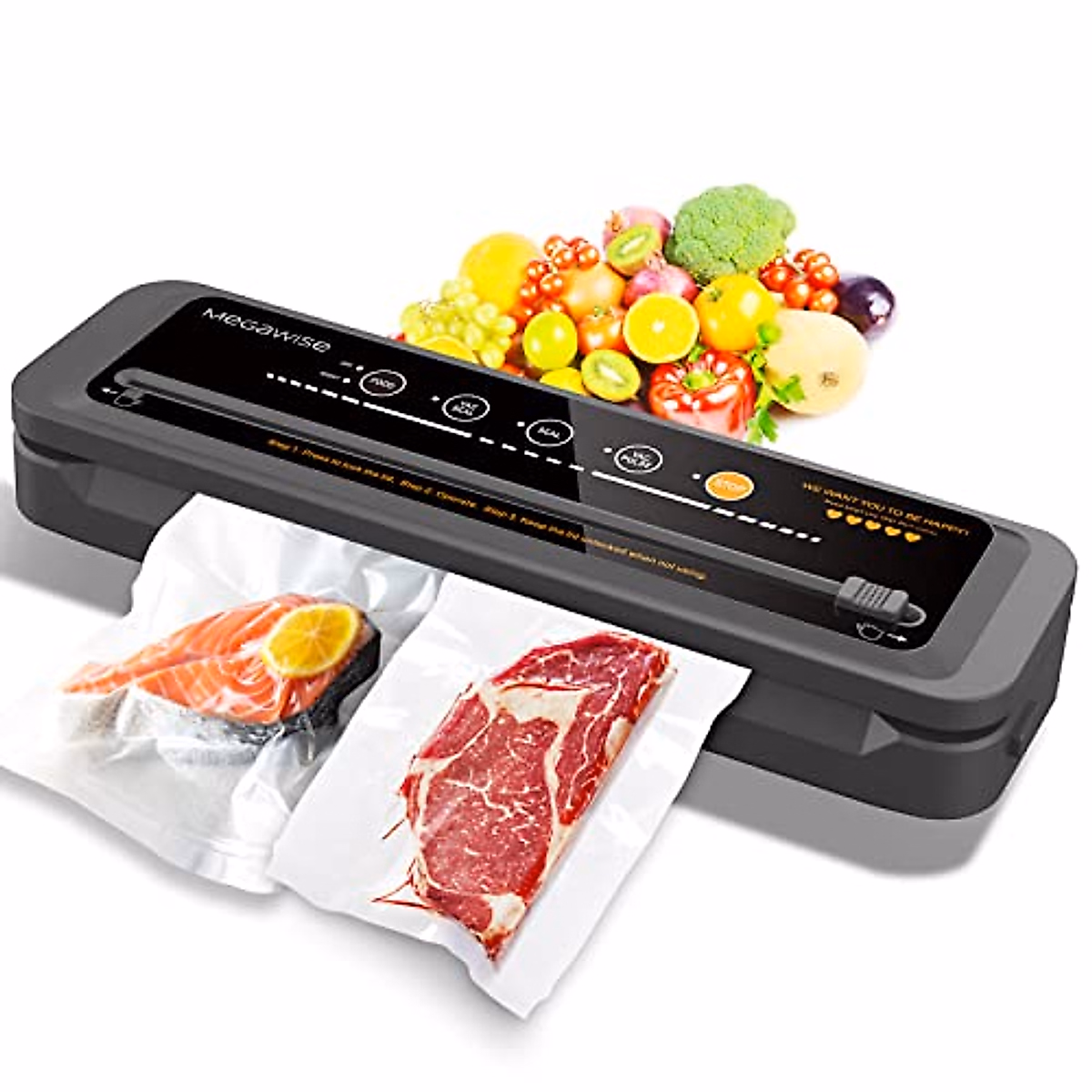 MegaWise Powerful but Compact Vacuum Sealer Machine(Black)