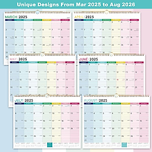 2025-2026 Calendar - Wall Calendar 2025-2026, March 2025 - August 2026, 18 Monthly Calendar with Thick Paper, 15" x 11.5", Hanging Hook - Colorful Lump