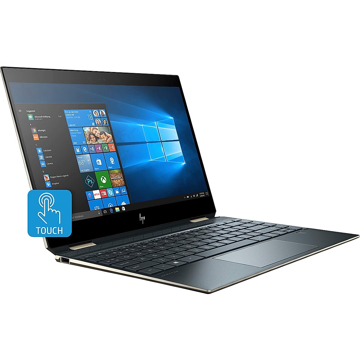 HP Spectre x360 13 2-in-1 Laptop: Core i7-8565U, 16GB RAM, 512GB SSD, 13.3" 4K UHD Touchscreen Display, Backlit Keyboard, Fingerprint Reader