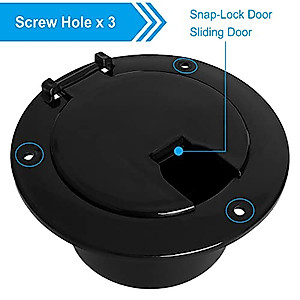 RV 5 Inch Round Electric Cable Hatch for 30 and 50 Amp Cords, RV Power Cord Cable Hatch Cover Compatible with Coleman Jayco Pop-Up Camper Travel Tent Trailer Motorhome (Black)