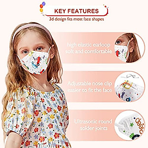 Cute KN95 Face Masks for Kids 50 Pack 5 Layers Breathable Children Safety Respirator Multicolor Cup Dust Disposable Child KN95 Mask