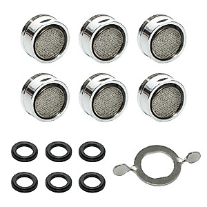 YUYUDEHM 6 Pcs Faucet Aerator Replacement Kitchen Sink Aerator Bathroom Sink Faucet Filter 15/16 Inch 24mm Brass Shell Aerator for Sink Faucet