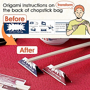 40 Pairs Disposable Chopsticks with Japan Hokusai Designed Origami Paper Rest, Individually Wrapped Chopsticks for Asian Japanese Dishes, Sushi Ramen (Great Wave)