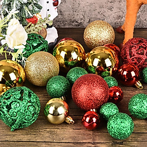 100ct Christmas Balls Tree Ornaments, Shatterproof Christmas Decorations Set with Reusable Hand-held Gift Package for Holiday Xmas Tree Decor (Gold, Red, Green)