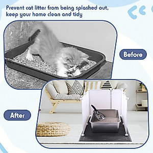 Tioncy 2 Set Stainless Steel Cats Litter Box Extra Large Metal with 2 Scoop, 12 Splash Guard and 2 Mat, Never Absorbs Odor, Easy Clean, 23.6 x 15.7 x 5.9 Inches