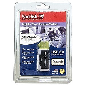 SanDisk SDDR-107-A10M MobileMate MS+ USB 2.0 Mobile Card Reader/Writer Support 1GB 2GB 4GB 8GB 16GB # Memory Stick # Memory Stick Duo # Memory Stick PRO # Memory Stick PRO Duo