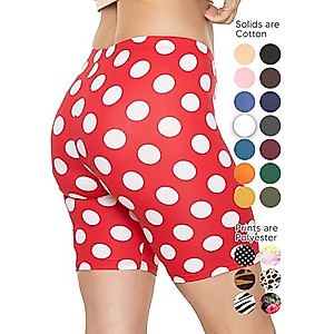 STRETCH IS COMFORT Women's DTY Biker Shorts Red White Polkadot Large