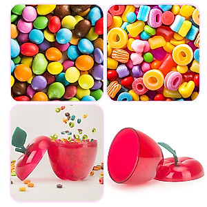 heffiso Apple Shape Cookie Jars, Apple Shaped Container, Plastic Candy Containers, Festival Cookie Container Set for Christmas Decoration, Lovely Candy Cookie Jar (6 in Red)