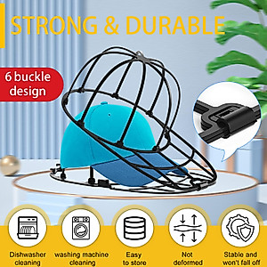 Hat Washer Cage for Washing Machine, Ball Cap Washer for Baseball Caps, Hat Cleaner Washing Cage for Dishwasher Fit for Adult and Kid's (Black)