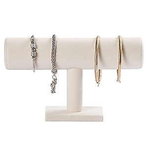 Pangkeep Bracelet Holder,Bracelet Organizer Display Stand,Beige Velvet T-bar Jewelry Display Stand for Selling.