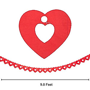 JOYIN 27 Pieces Valentines Day Decoration Kit with 1 Heart Shaped Garland, 2 Tissue Fans, 2 Tissue Poms, 6 Heart String, 8 Double Swirls and 4 Foil Cutouts Swirls and 4 Cardstock Cutouts Swirls