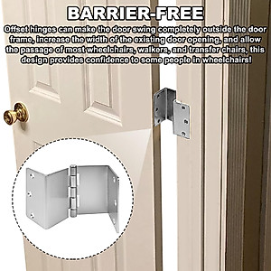 Handicap Expandable Door Hinges, Offset Door Hinges - 2 Swing Hinge in Satin Chrome