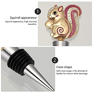 DOITOOL Alloy Wine Bottle Stopper Animal Squirrel Shaped Wine Pourer Reusable Beverage Plug Cap Champagne Saver for Easter Wedding Bar Party