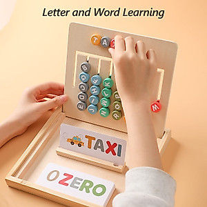 Wooden Letter and Shape Matching Toys, Kids Card Letter Games, Montessori Toddler Preschool Learning Alphabet and Shapes Toys