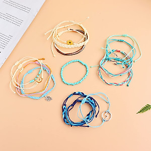 Long tiantian Wave Bracelets Cute Boho Braided String Beach Ocean Bracelet for Women Summer Jewelry Trendy Stuff (L)