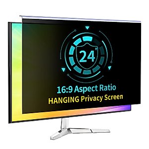 DEJIMAX 24 Inch Computer Privacy Screen for 16:9 Computer Monitor, Anti-Blue Light Monitor Privacy Screen Filter, Anti-UV Computer Screen Privacy Shield, Hanging Type, Universal 23.6" 23.8" 24''