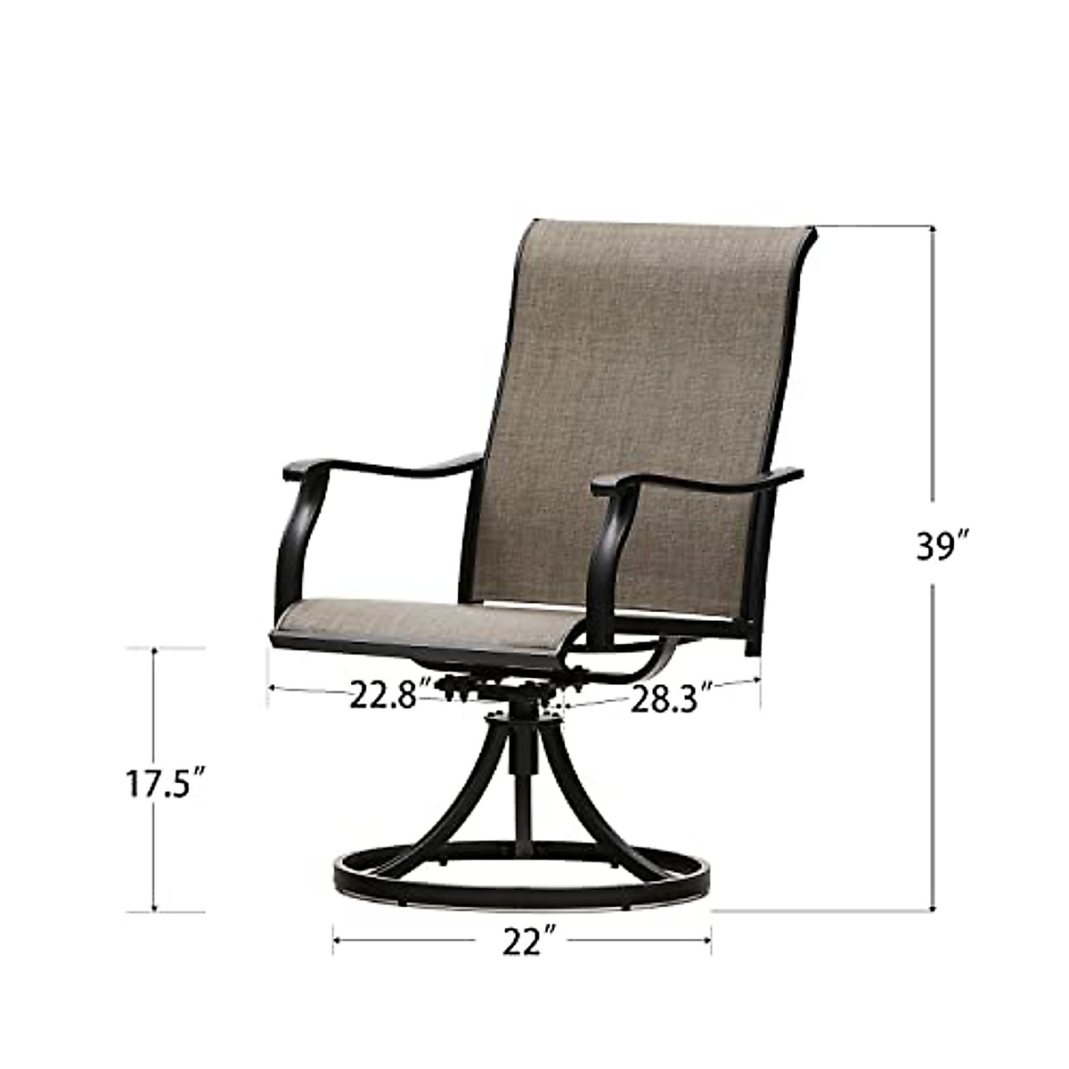 VICLLAX Patio Dining Chairs Set of 2, Textilene High Back Outdoor Swivel Chair, All Weather Outdoor Furniture for Lawn Garden