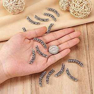 Craftdady 20Pcs Antique Silver Curved Tube Spacer Beads Tibetan Filigree Hollow Noodle Tube Loose Beads 6mm by 32mm for Mutli-Strand Bracelet Necklace Jewelry Craft Making