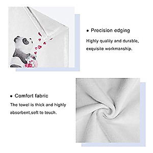 Vdsrup Cute Panda Bathroom Towels Set of 3 Love Hearts Bath Hand Towel Soft Valentines Day Washcloth Beach Face Guest Towel Kitchen Tea Dish Towels Housewarming Gifts