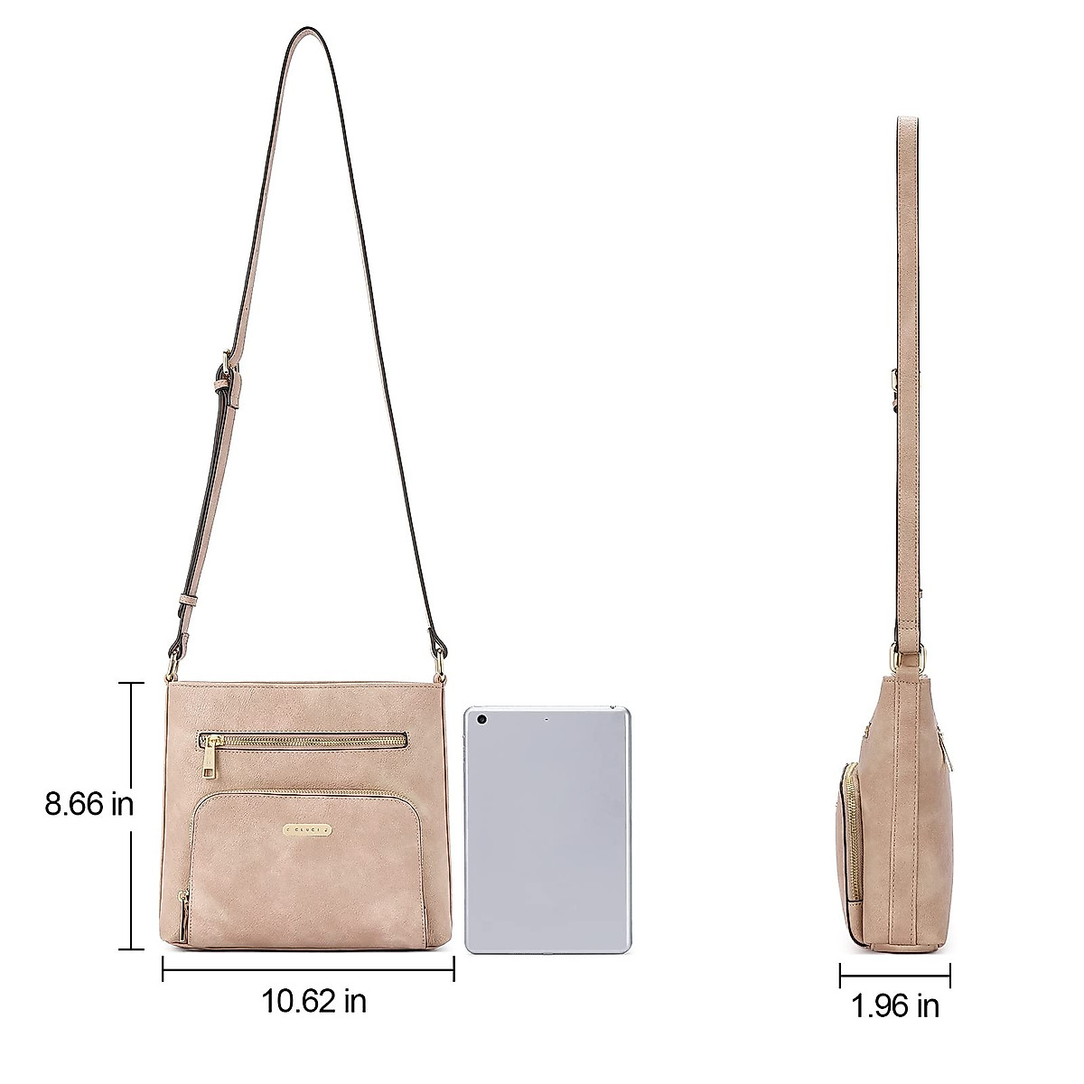 CLUCI Backpack Purse for Women Fashion Crossbody Bag Purse for Women Multi Pockets Vegan Leather Handbags Travel Designer Vintage Ladies Shoulder Bags Light Brown