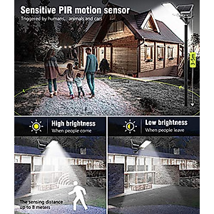 APONUO Solar Street Lights 2 Packs,100W Solar Street Light Outdoor Dusk to Dawn Lamp 98 LEDs 7000K Motion Sensor Light with Remote Control Pole Security Led Flood Light for Yard, Patio