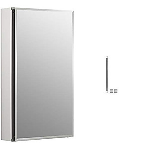 Kohler K-CB-CLC1526FS Frameless 15 inch x 26 inch Aluminum Bathroom Medicine Cabinet; Recess or Surface Mount and NA Medicine Cabinet Joining Kit