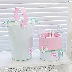 TANG QIRA Big Capacity Pencil Pen Case Office College Large Storage High Capacity Bag Stang up Pouch Holder Box Organizer, Cosmetic Bag, Cute Stationary Gift (Green)