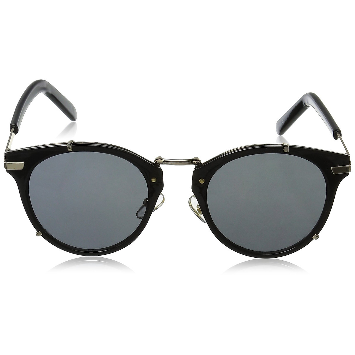 Foster Grant Women's Gia Round Sunglasses, Black/Smoke, 49 mm