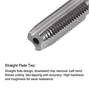 uxcell 5/16-24 UNF Straight Flute Tap Left Hand and 6.9mm Twist Drill Bit Set, Titanium Plated High Speed Steel Drilling Bit Machine Threading Tap