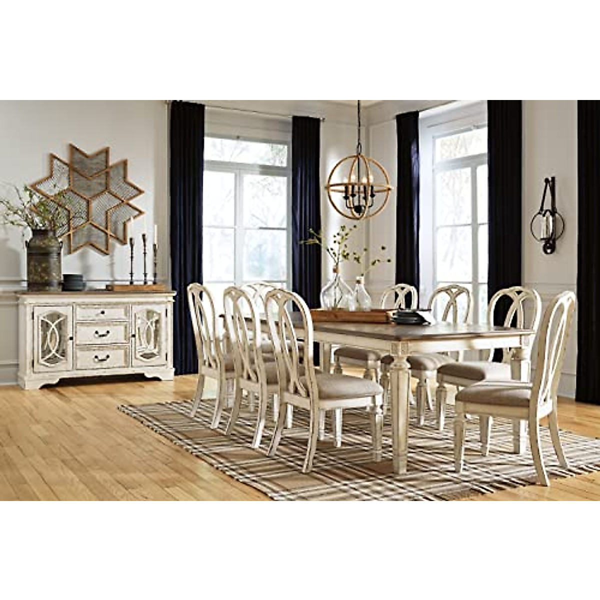 Signature Design by Ashley Realyn French Country Dining Extension Table, Seats up to 8, Chipped White