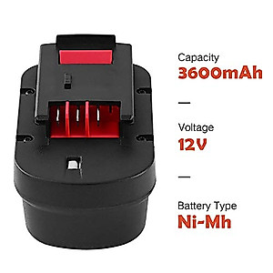 HPB12 12 Volt 3.6Ah Ni-Mh Replacement Battery Compatible with Black and Decker 12V Battery A1712 FSB12 A12 A12-XJ A12EX Firestorm FS120B FS120BX