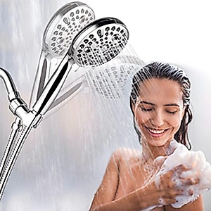 Detachable Shower head with Handheld Spray Combo, Apartment must haves High Pressure with Long Hose 10 Multifunctional Set Mode, Wall Installed Rain Showerhead, Adjustable Bracket Built-in Clean Jet