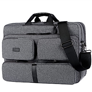 Hybrid Briefcase Backpack Convertible Large 17inch College School Computer bag Multi-Functional Travel Rucksack (Grey)