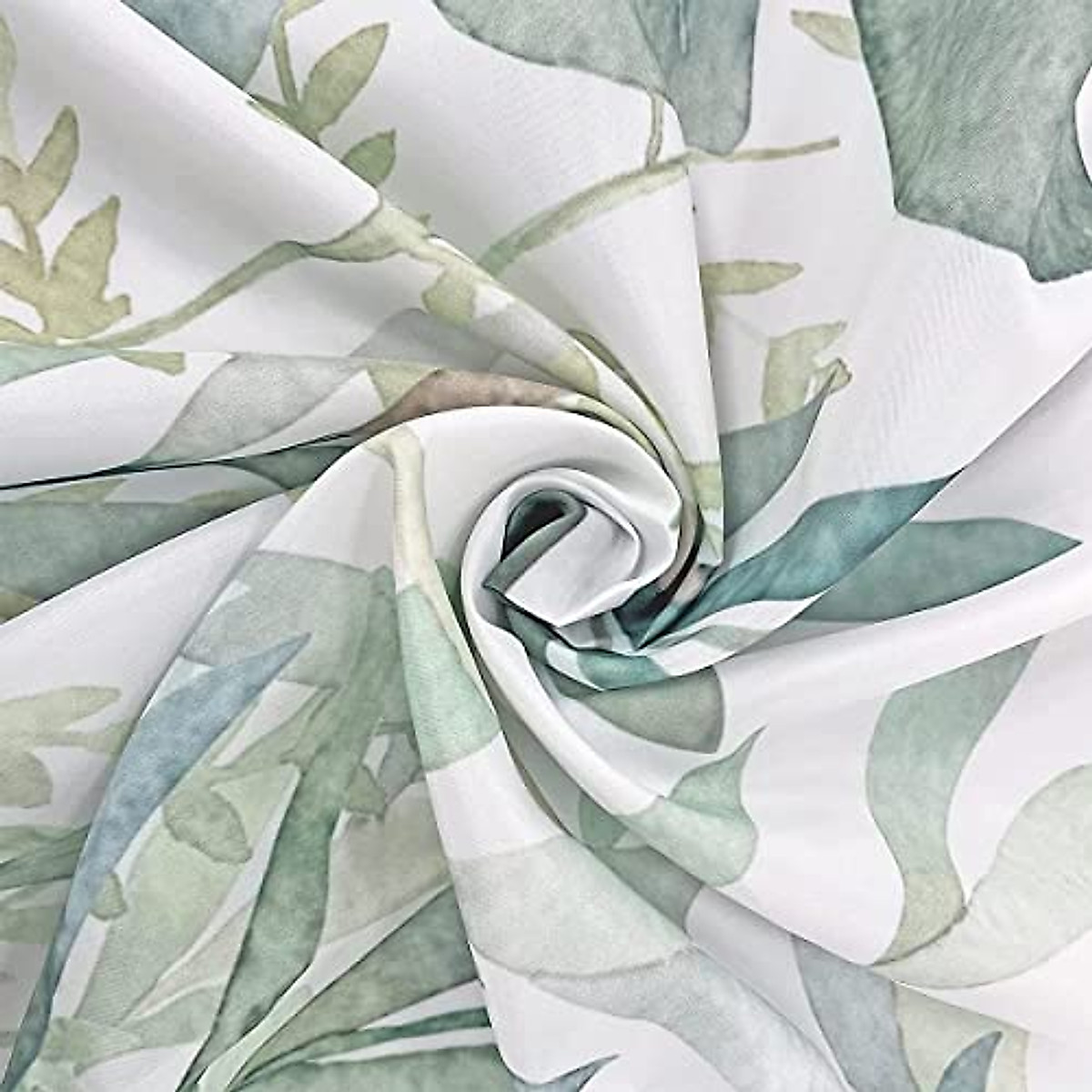 GCIREC Eucalyptus Leaf Shower Curtains, Sage Green Spring Botanical Watercolor Plants Bathroom Curtains Bathtub Home Decor Waterproof Fabric Machine Washable with 12 PCS Hooks