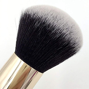 RN BEAUTY Makeup Brush Powder Brush Foundation Blush Bronzer Contour Face Blender Brush Professional Mineral Blending Buffing Kabuki Brushes Thick and Dense Soft Synthetic Fibers (Black&Golden Plus)