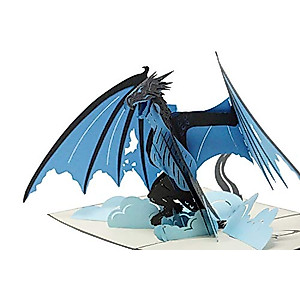 Ice Dragon - 3D Pop Up Greeting Card For All Occasions - Birthday, Love, Christmas, Goodluck, Congrats, Get Well - Blank Inside for Personalized - Amazing, Fun, Happy Gift - Thick Envelope, Fold Flat