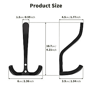 GWAAZXGZ Heavy Duty Wall Mount Hooks - Black Wall Hooks for Hanging Coats, Hold Up to 50 LBS, Coat Hooks for Bathroom, Bedroom, and Entryway, 5 Pack