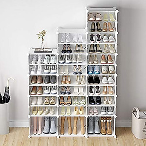 KOUSI 60-Pairs Shoe Organizer Shoe Rack Shoe Tower Storage Cabinet Storage Organizer Modular Shoe Cabinet, White